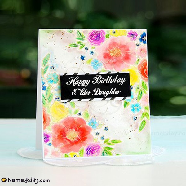 Happy Birthday Elder Daughter Image Of Cake Card Wishes